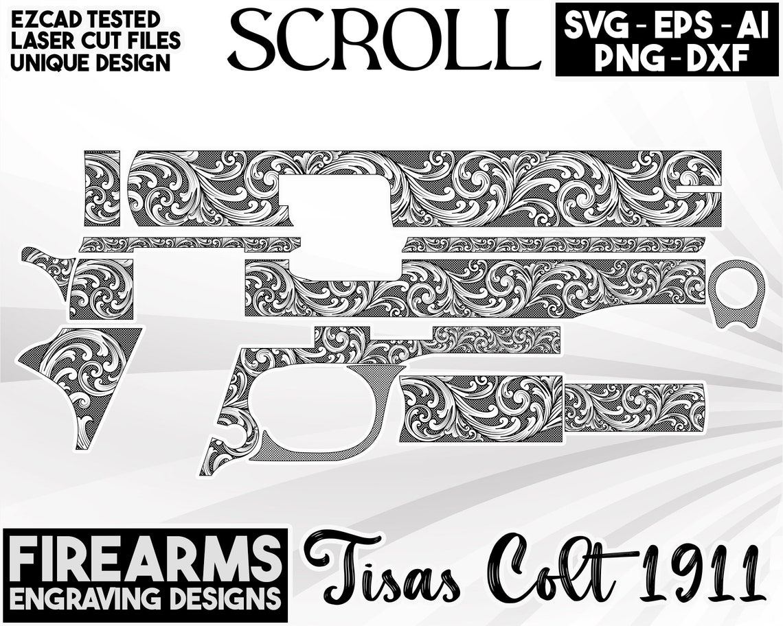 Custom Scroll Work Laser Engraving Design for Tisas Colt1911 Firearms ...