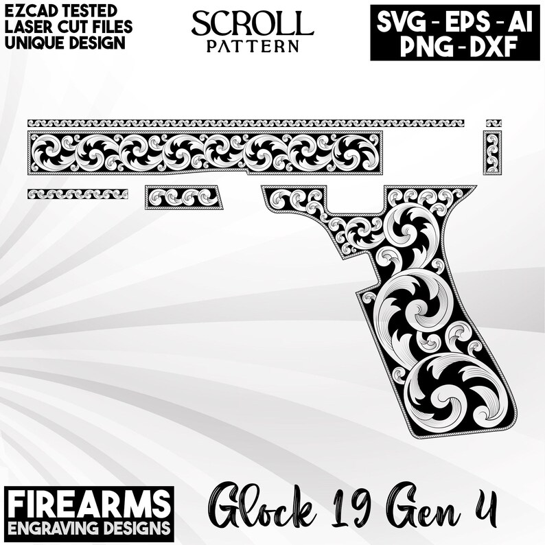 Custom Scroll Work Pattern Laser Engraved Glock19 Gen4, Personalized ...