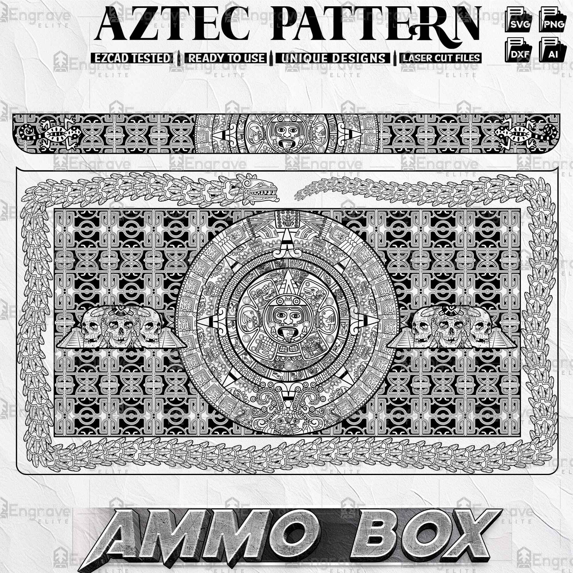 Aztec Ammo Box Laser Engraving Files: Tribal Pattern SVG DXF Ai - Etsy