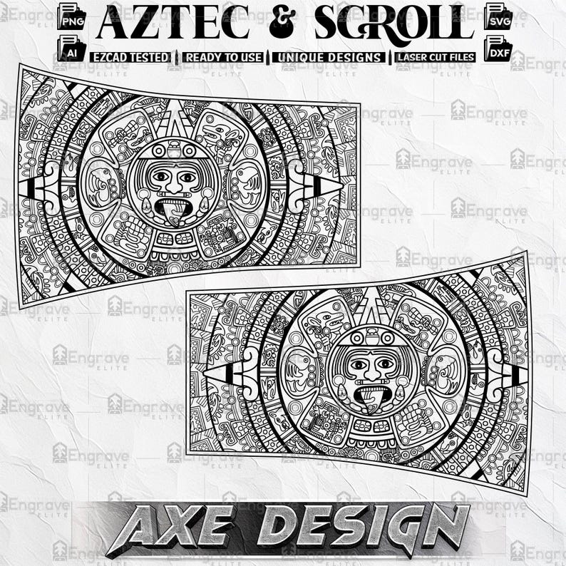 Scroll Aztec Themed Axe Laser Engraving Design | 4 Different Axe ...
