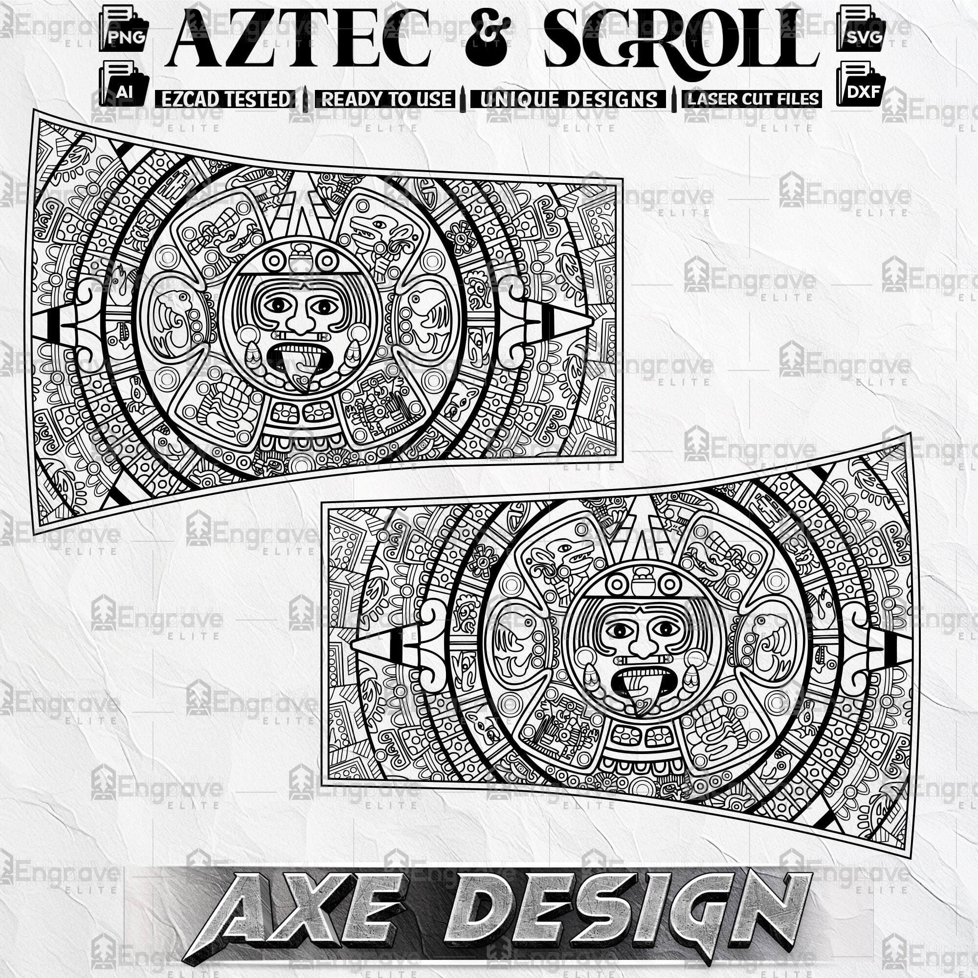 Scroll Aztec Themed Axe Laser Engraving Design | 4 Different Axe ...