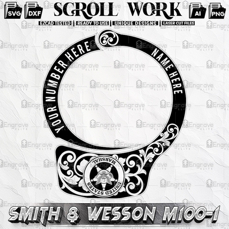 S&W M-100 Scroll Work Laser Engraving Design Files, Ezcad Lightburn ...