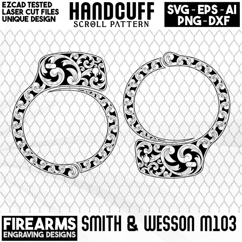 Custom Scroll Work Laser Engraving for Smith & Wesson M103 Handcuffs ...