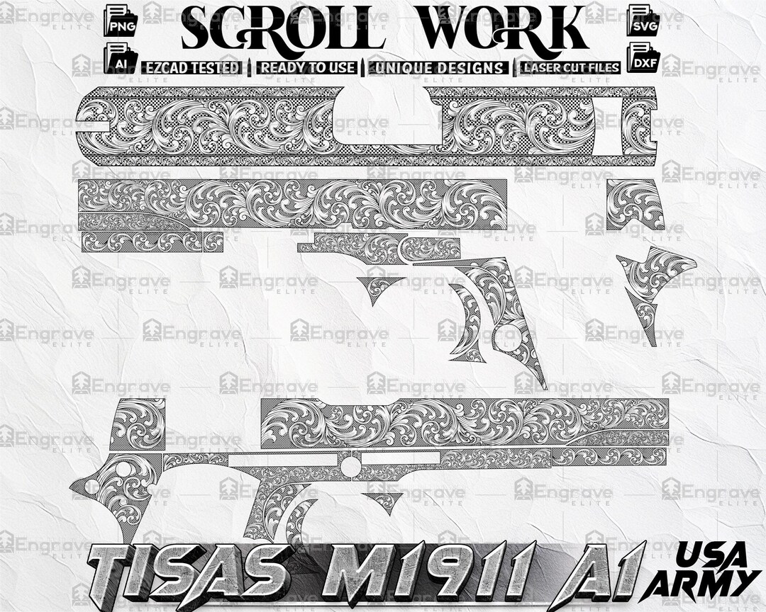 Custom Tisas M1911 A1 Firearm Scroll Laser Engraving Design,scroll and ...