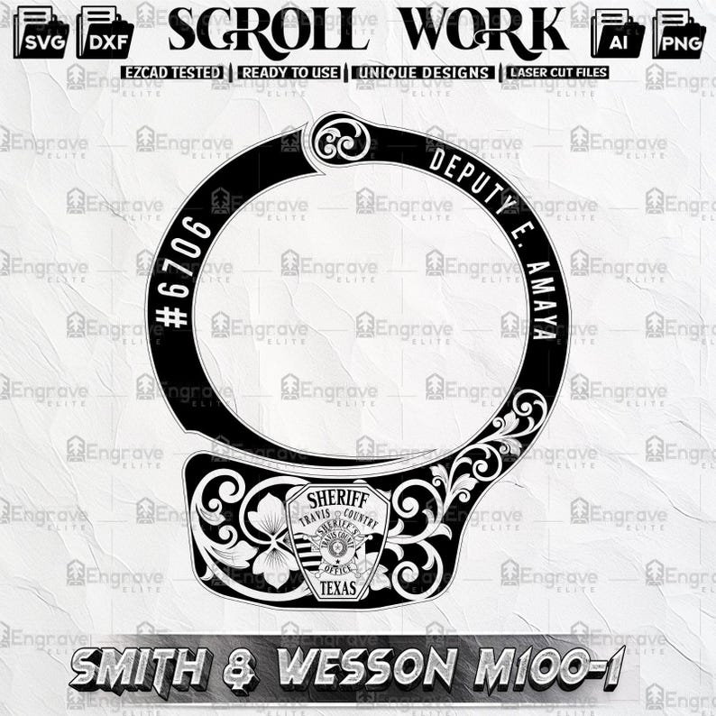Smith & Wesson M100-1 Custom Handcuff Scroll Work Laser Engraving ...