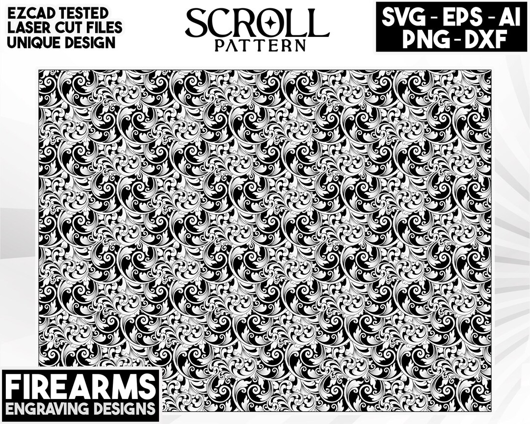 Custom Scroll Work Firearms Laser Engraving Design, Vector Scroll Work ...