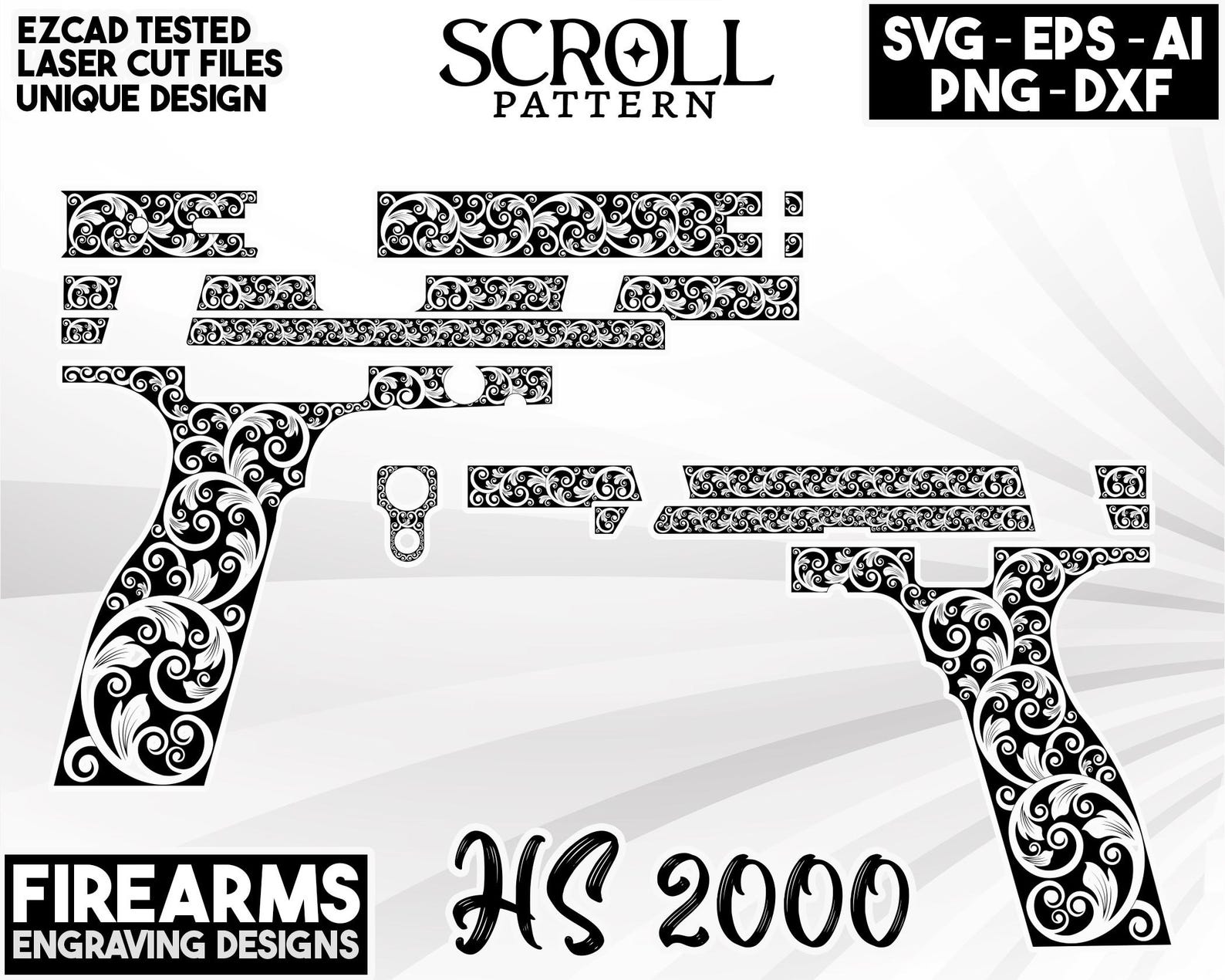 HS 2000 Firearms Scroll Work Laser Engraving Design | Firearms Scroll ...