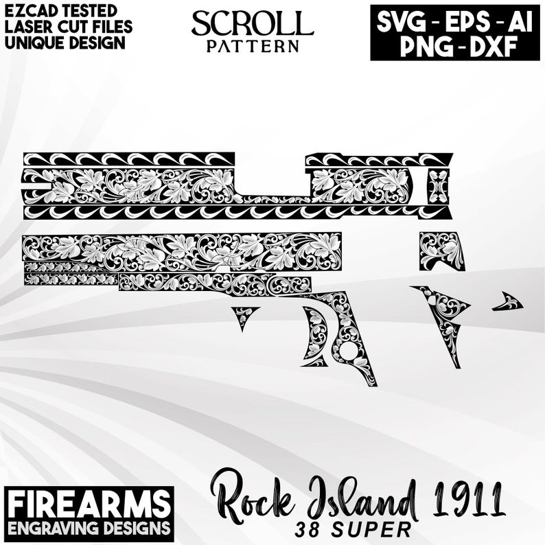 Rock Island 1911 Super 38 Scroll Laser Engraving Files (SVG Ai) - Etsy