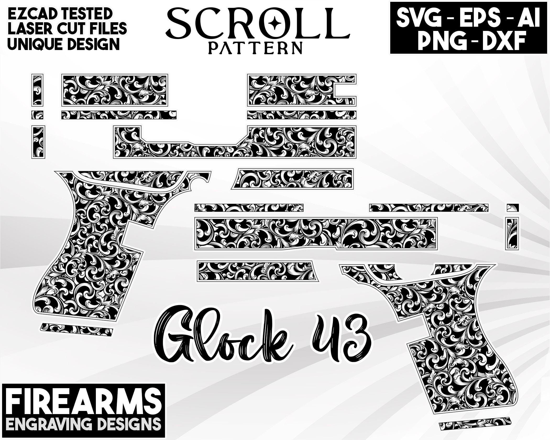 Glock43 Scroll Pattern Laser Engraving Files, Glock Firearms Scroll ...
