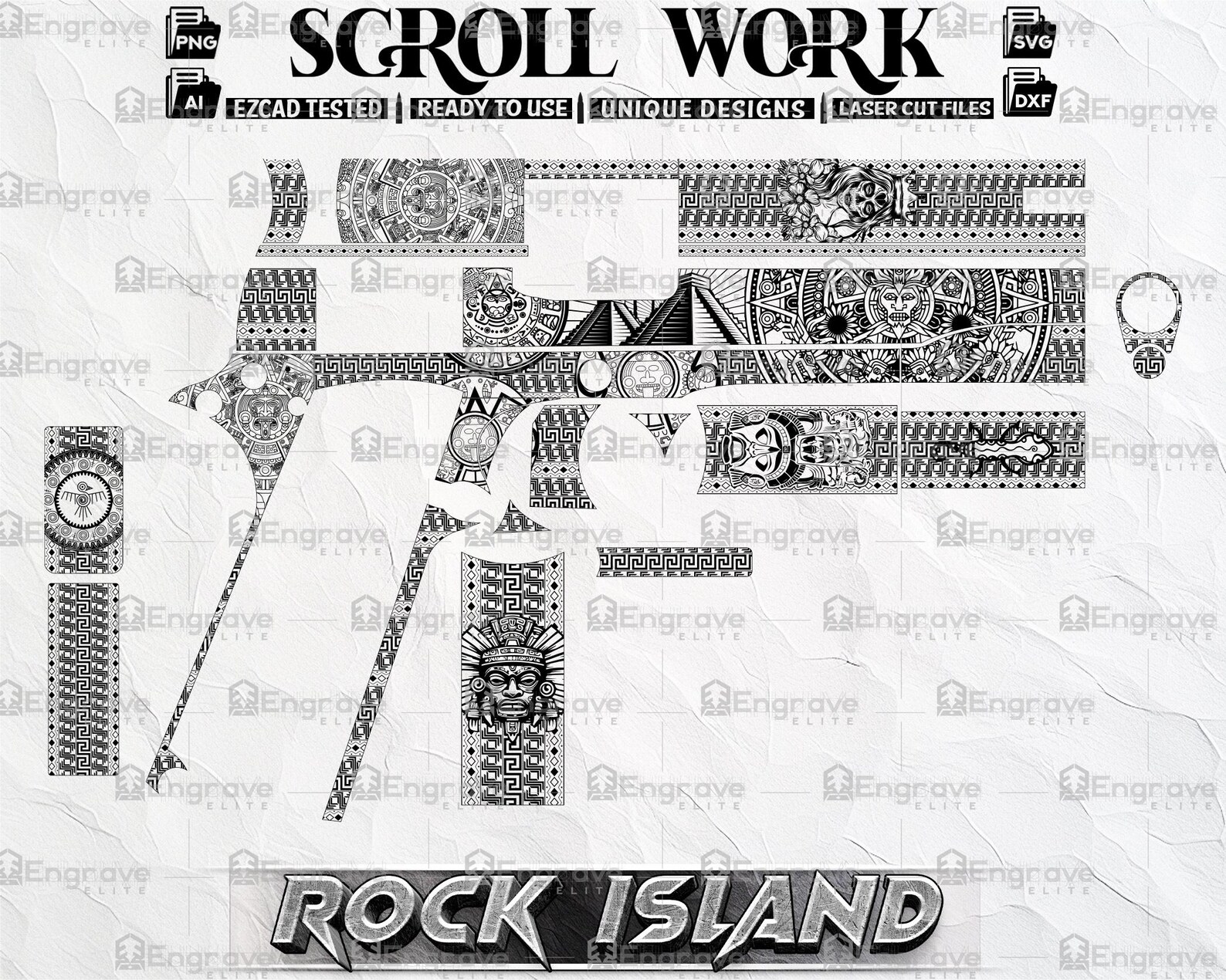 Rock Island 1911 Aztec Pattern Laser Engraving Design, Tribal Pattern ...