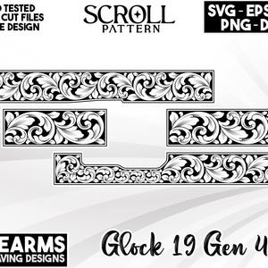 Glock19 Gen4 Scroll Work Laser Engraving Design, Firearm Scroll Work ...
