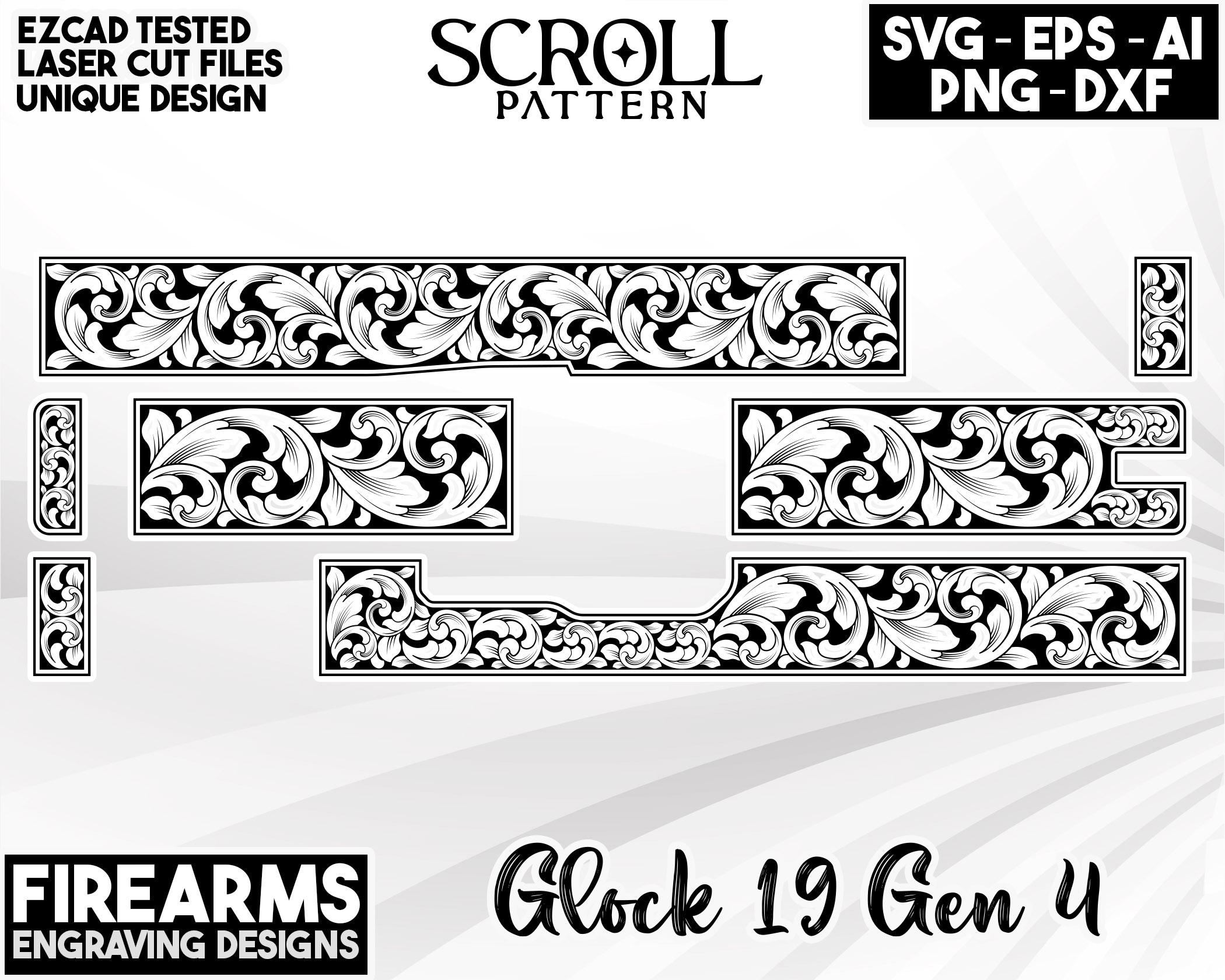 Glock19 Gen4 Scroll Work Laser Engraving Design, Firearm Scroll Work ...