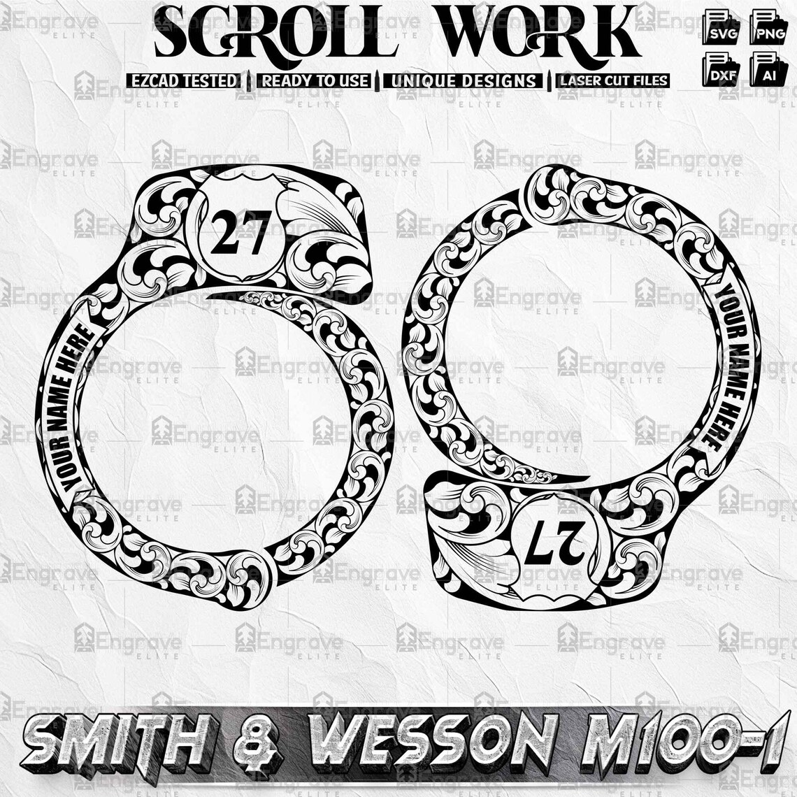 Custom Smith & Wesson M100-1 Handcuff Scroll Work Laser Engraving Files ...