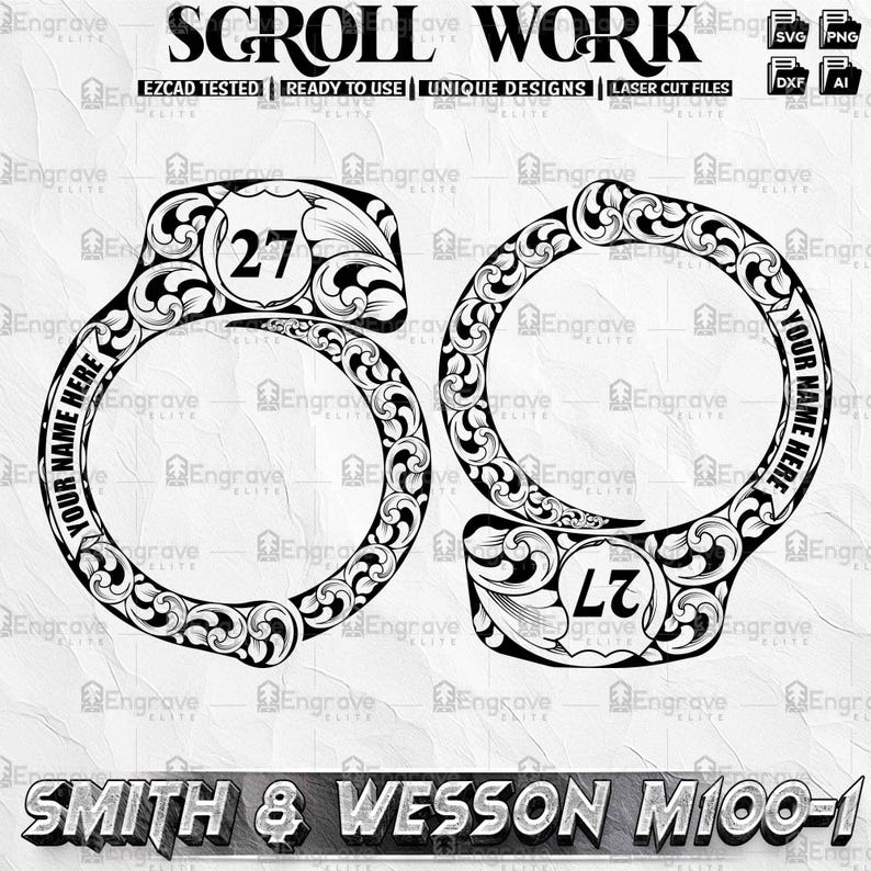 Custom Smith & Wesson M100-1 Handcuff Scroll Work Laser Engraving Files ...