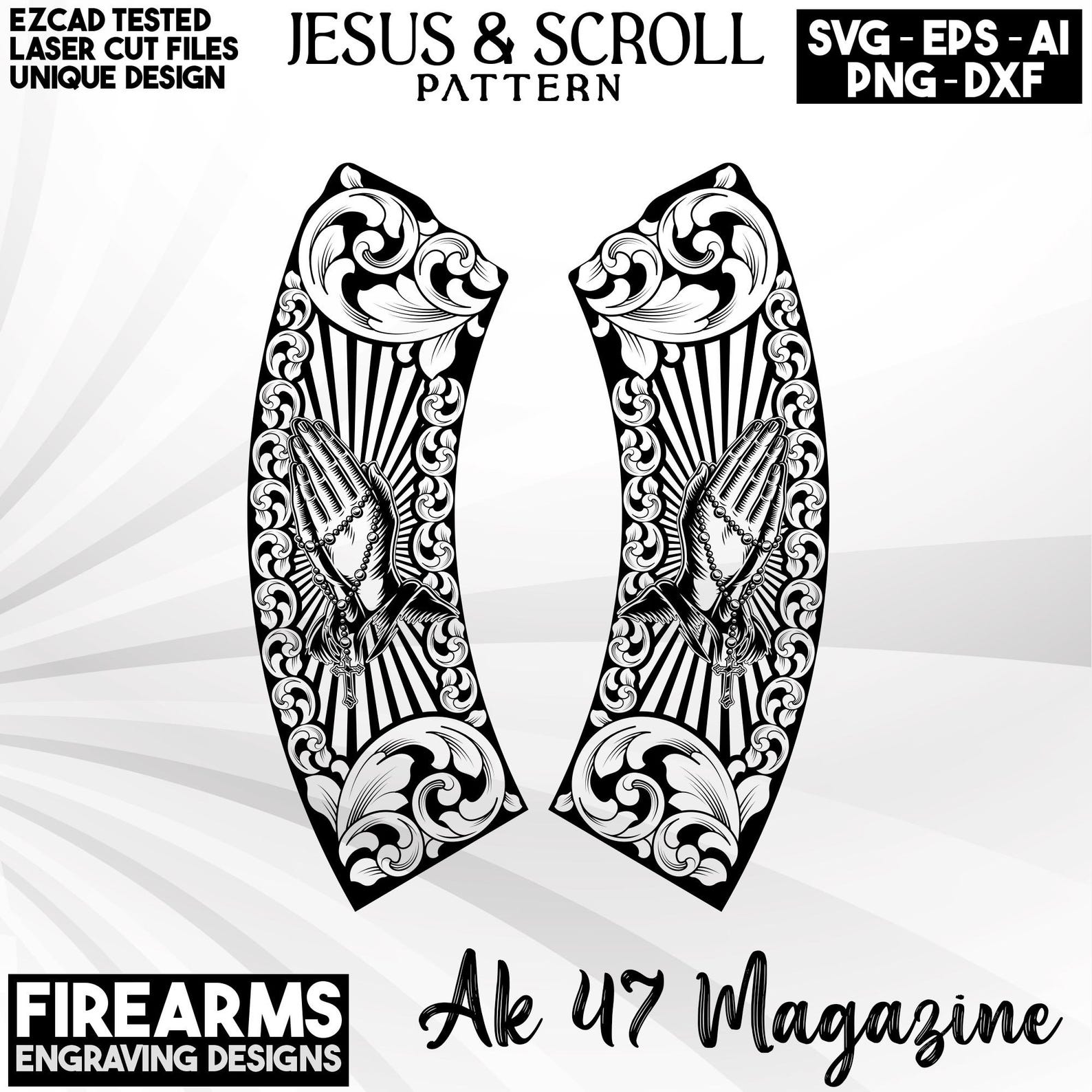 Ak47 Magazine Custom Scroll Work Laser Engraving Design, Custom Scroll ...