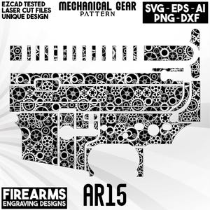AR-15 Firearm Mechanical Gear Pattern Laser Engraving Design | Custom ...