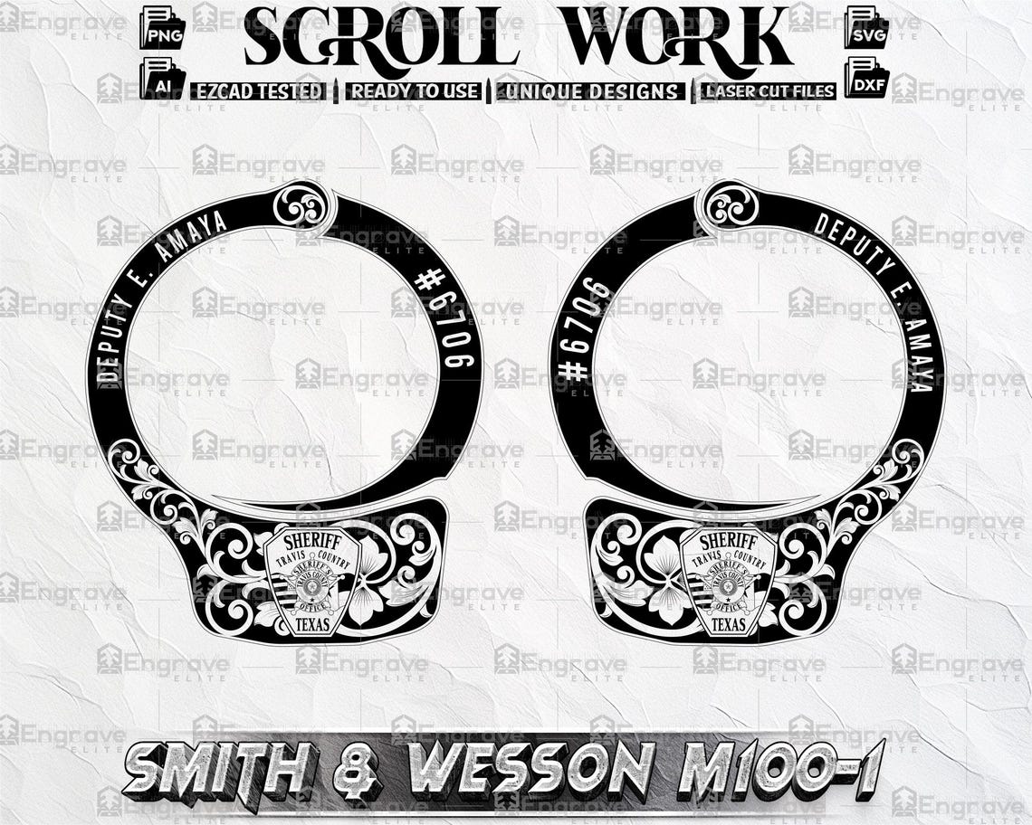 Smith & Wesson M100-1 Custom Handcuff Scroll Work Laser Engraving ...