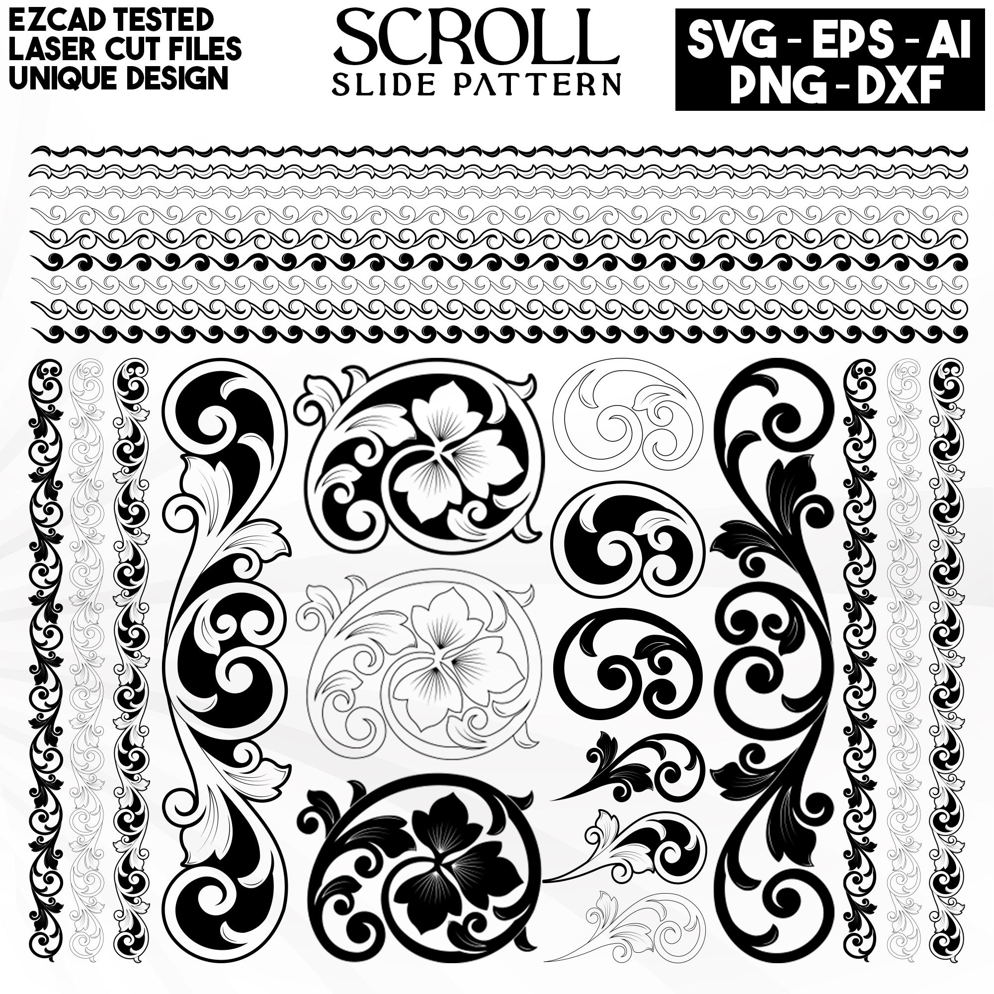 Custom Scroll Slide Pattern Laser Engraving Design, Firearms Scroll ...