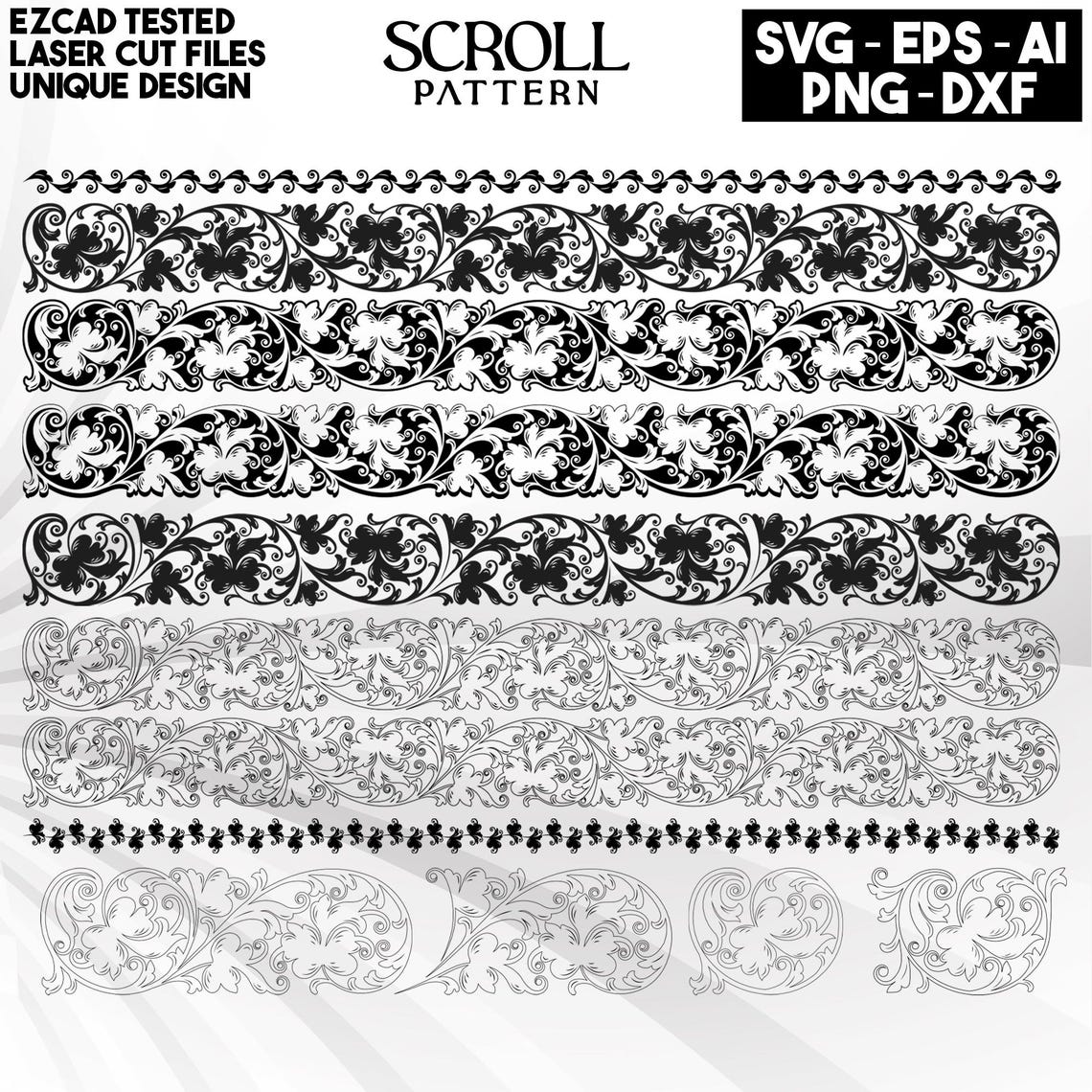 Custom Firearms Vector Scroll Work Laser Engraving Designs | Intricate ...