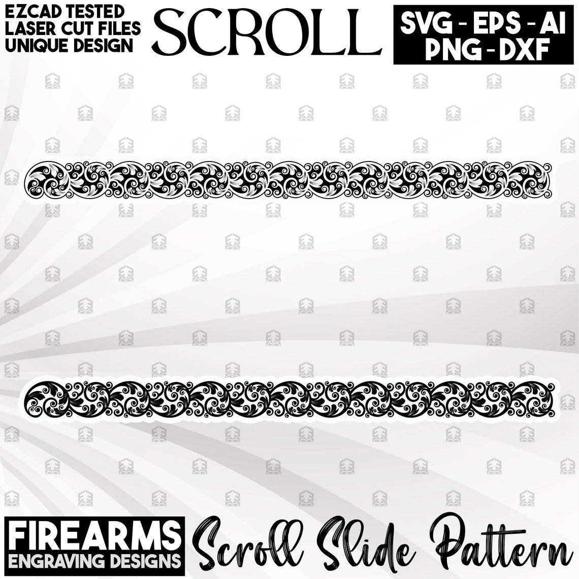 Scroll Work Slide Pattern Bundle,vector Gun Scroll Designs, Firearms ...