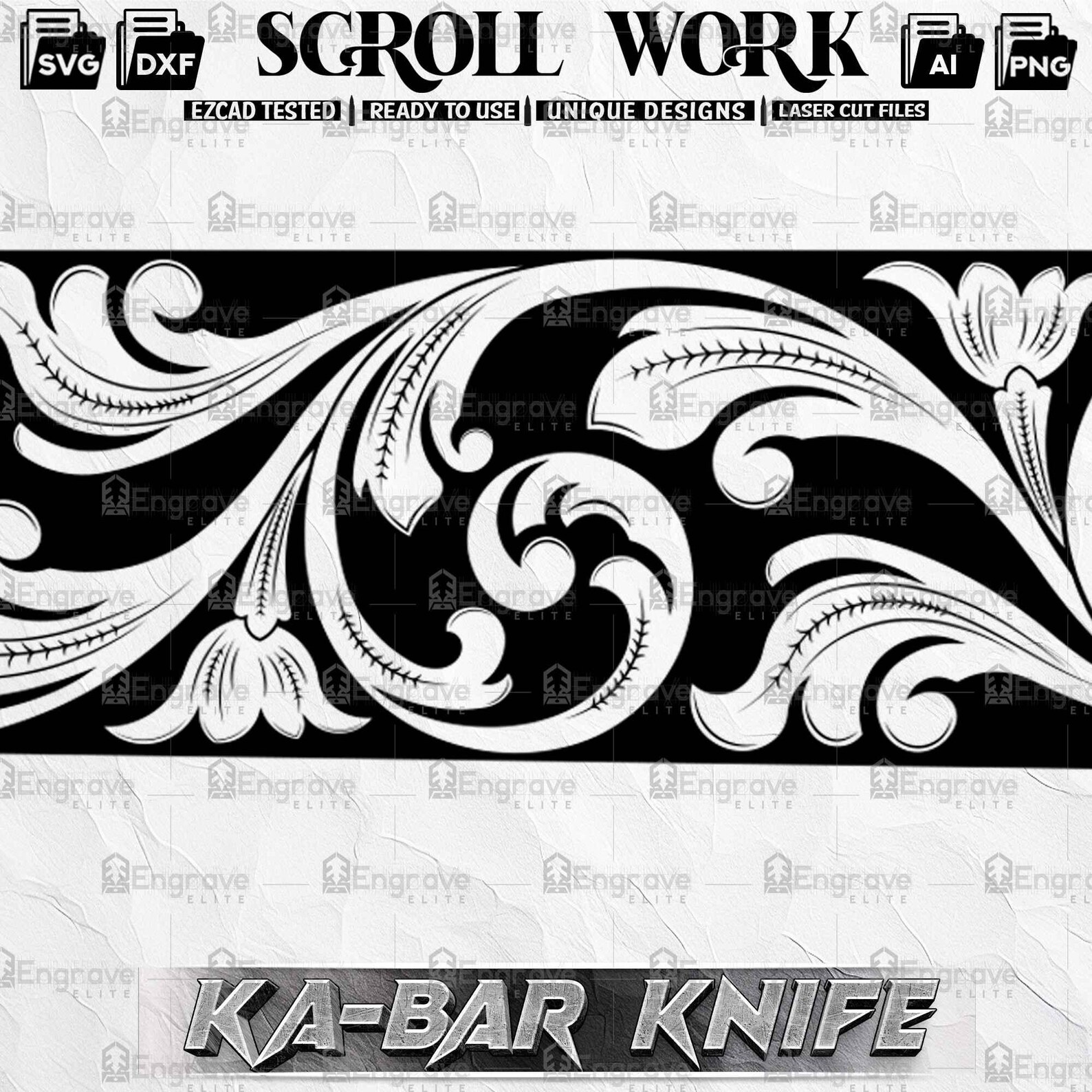 Custom KA-BAR Knife Scroll Work Laser Engraving Files, Scroll Files ...