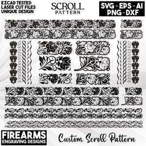 Custom Scroll Slide Pattern Laser Engraving Design, Scroll SVG File, Scroll Pattern, Firearms ...