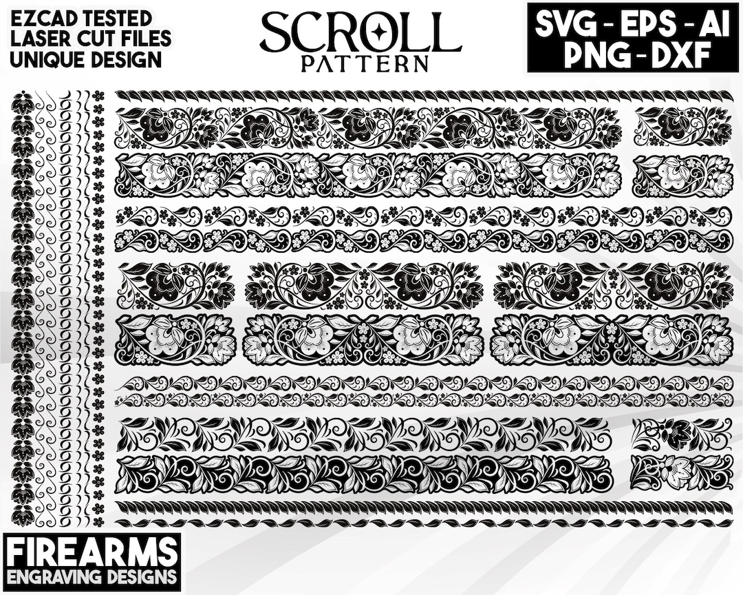 Custom Scroll Slide Pattern Laser Engraving Design, Scroll SVG File, Scroll Pattern, Firearms ...