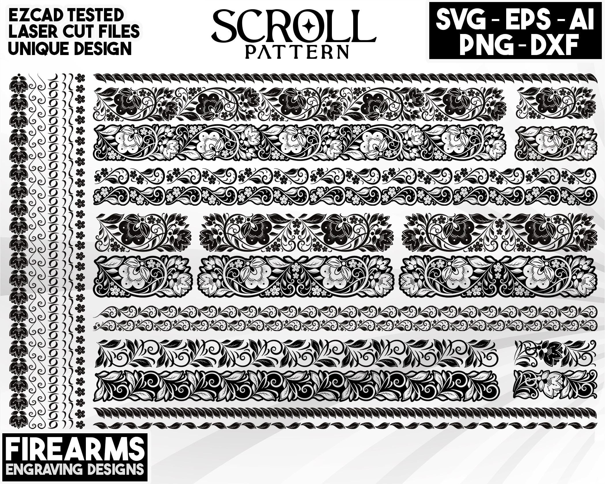 Custom Scroll Slide Pattern Laser Engraving Design Scroll Svg File 6680