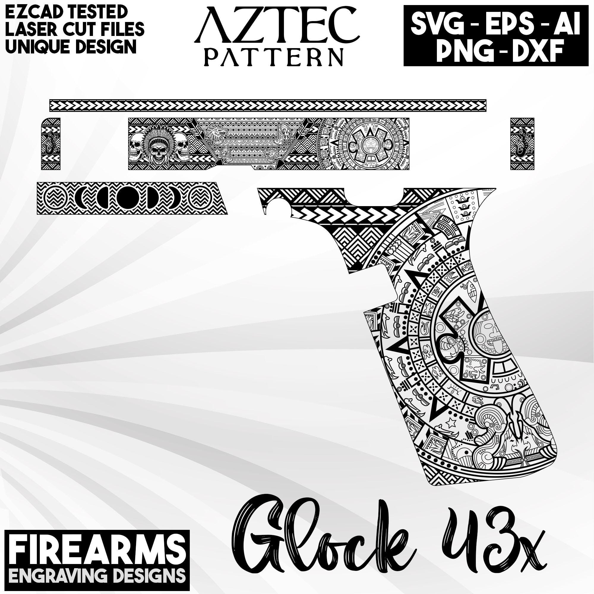 Glock43x Custom Aztec Theme Firearms Laser Engraving Design, Glock43x ...