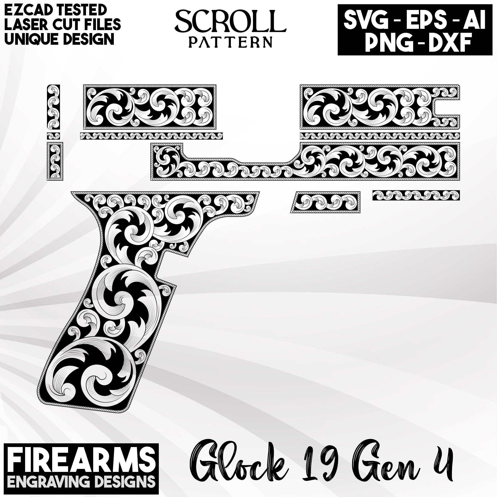 Custom Scroll Work Pattern Laser Engraved Glock19 Gen4, Personalized ...