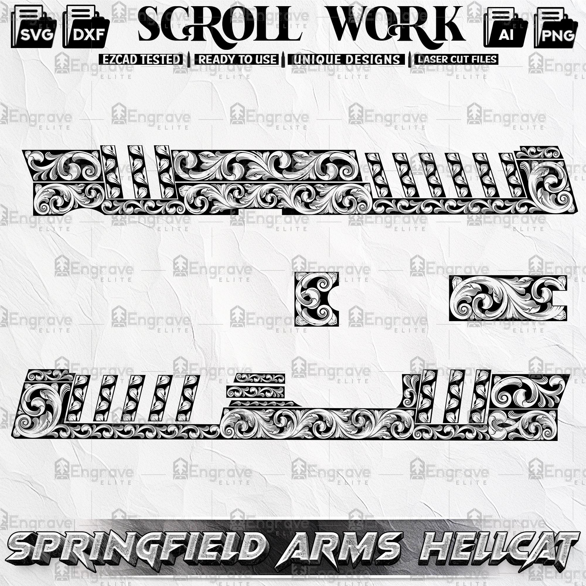 Springfield Hellcat Scroll Work Laser Engraving Design, Scroll Design ...