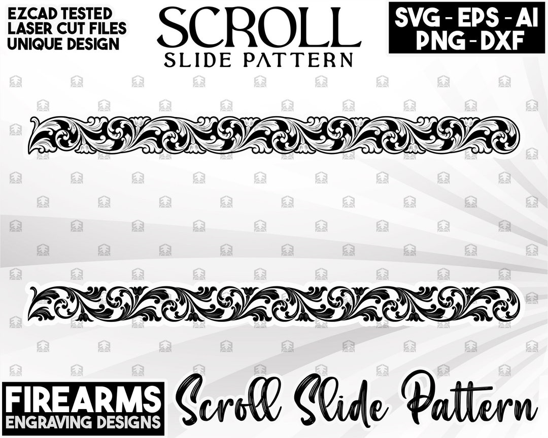 Scroll Work Slide Pattern Bundle,vector Gun Scroll Designs, Firearms ...