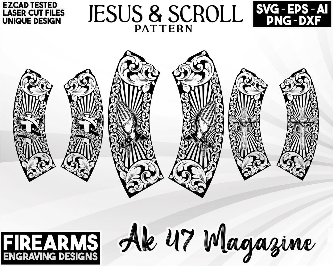 Ak47 Magazine Custom Scroll Work Laser Engraving Design, Custom Scroll ...