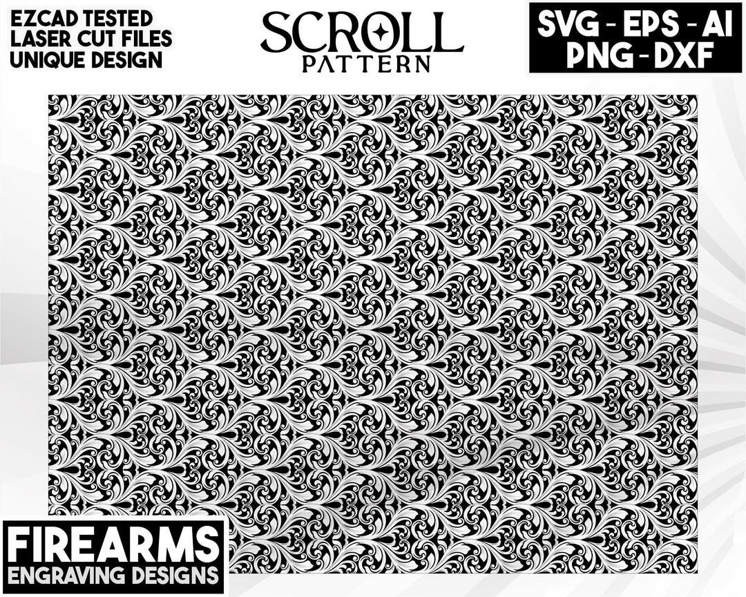 Seamless Scroll Pattern Laser Engraving Design, Firearms Scroll Work ...