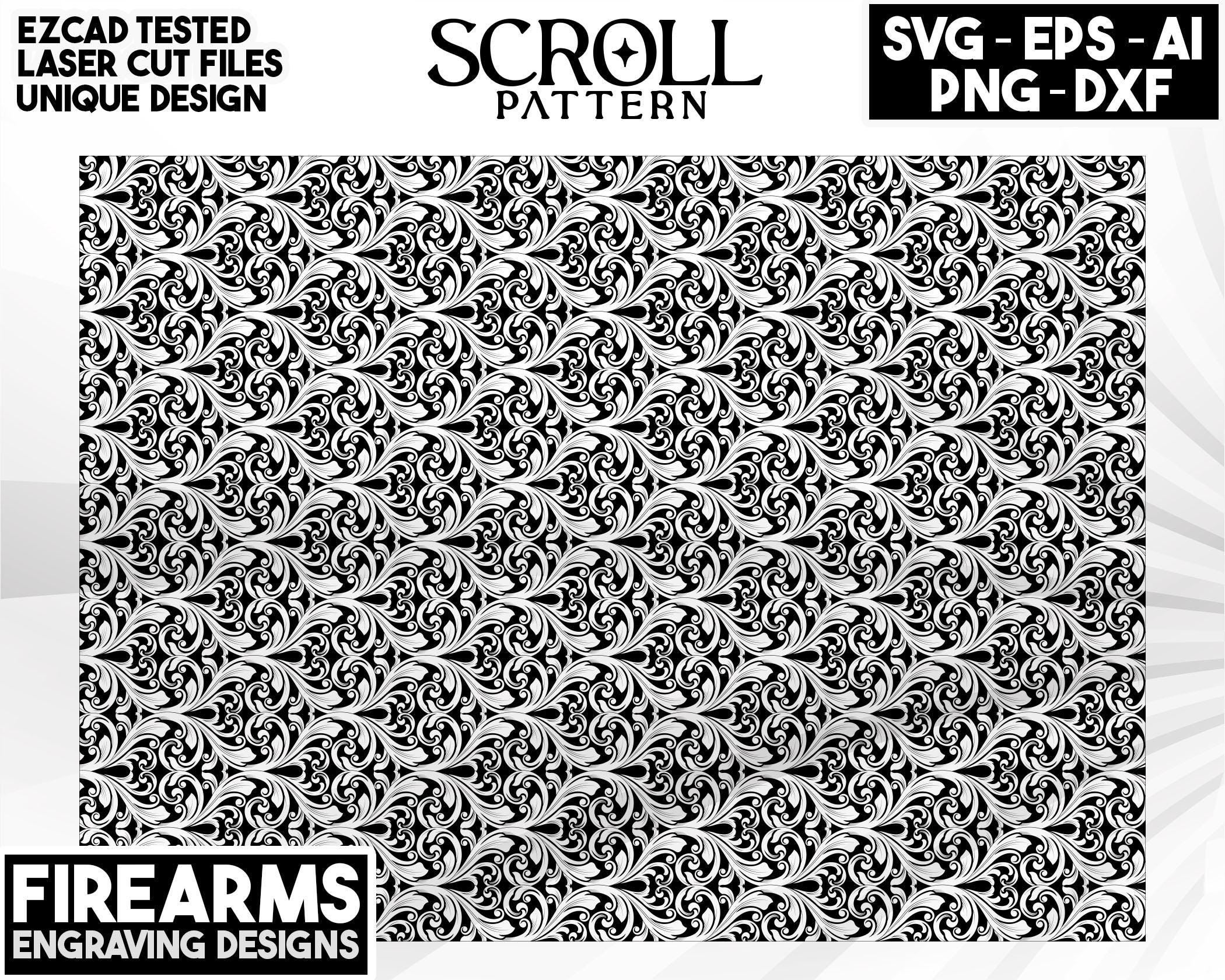 Seamless Scroll Pattern Laser Engraving Design, Firearms Scroll Work ...