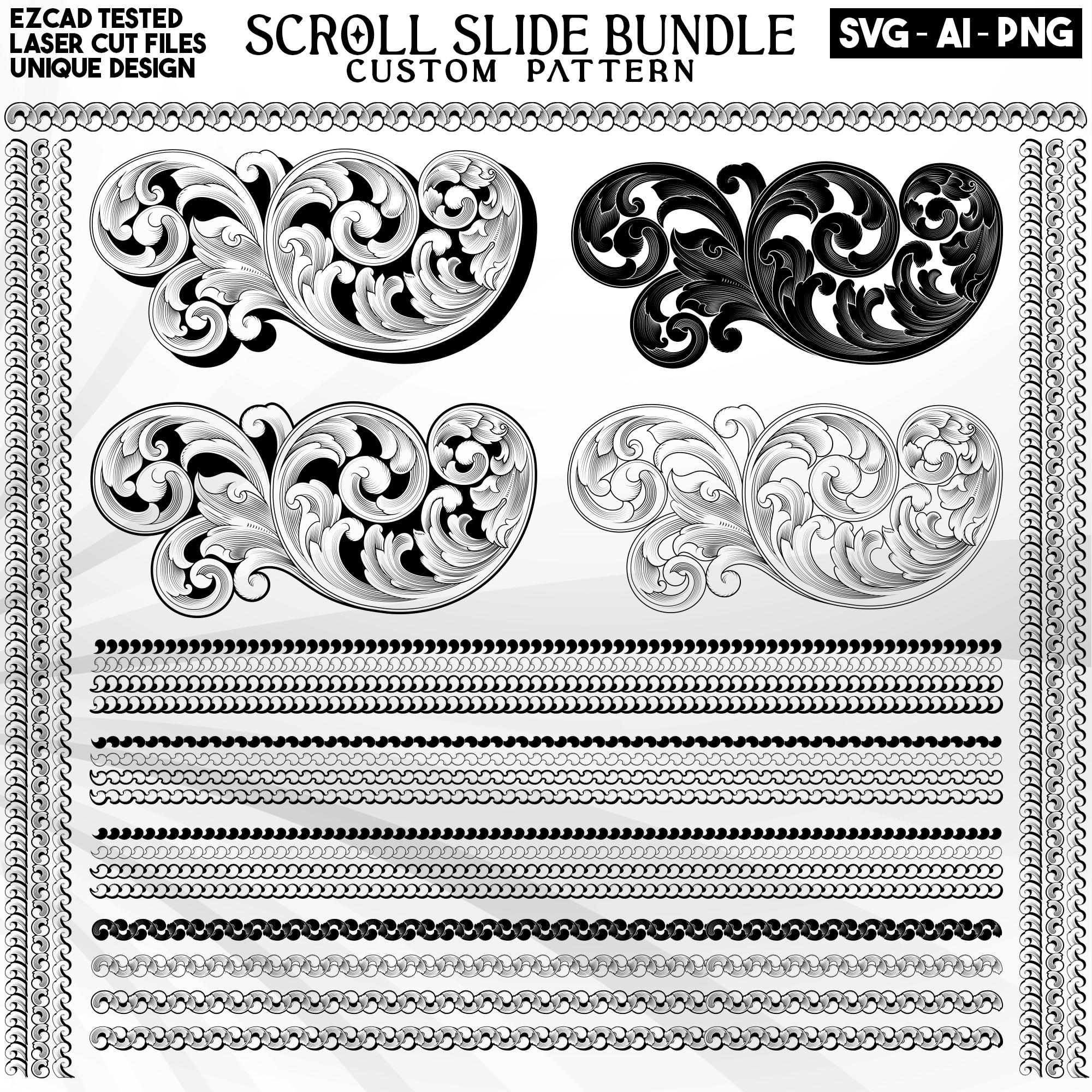 Custom Scroll Work Laser Engraving Design Bundle, Intricate Firearm Patterns, Firearms Scroll ...