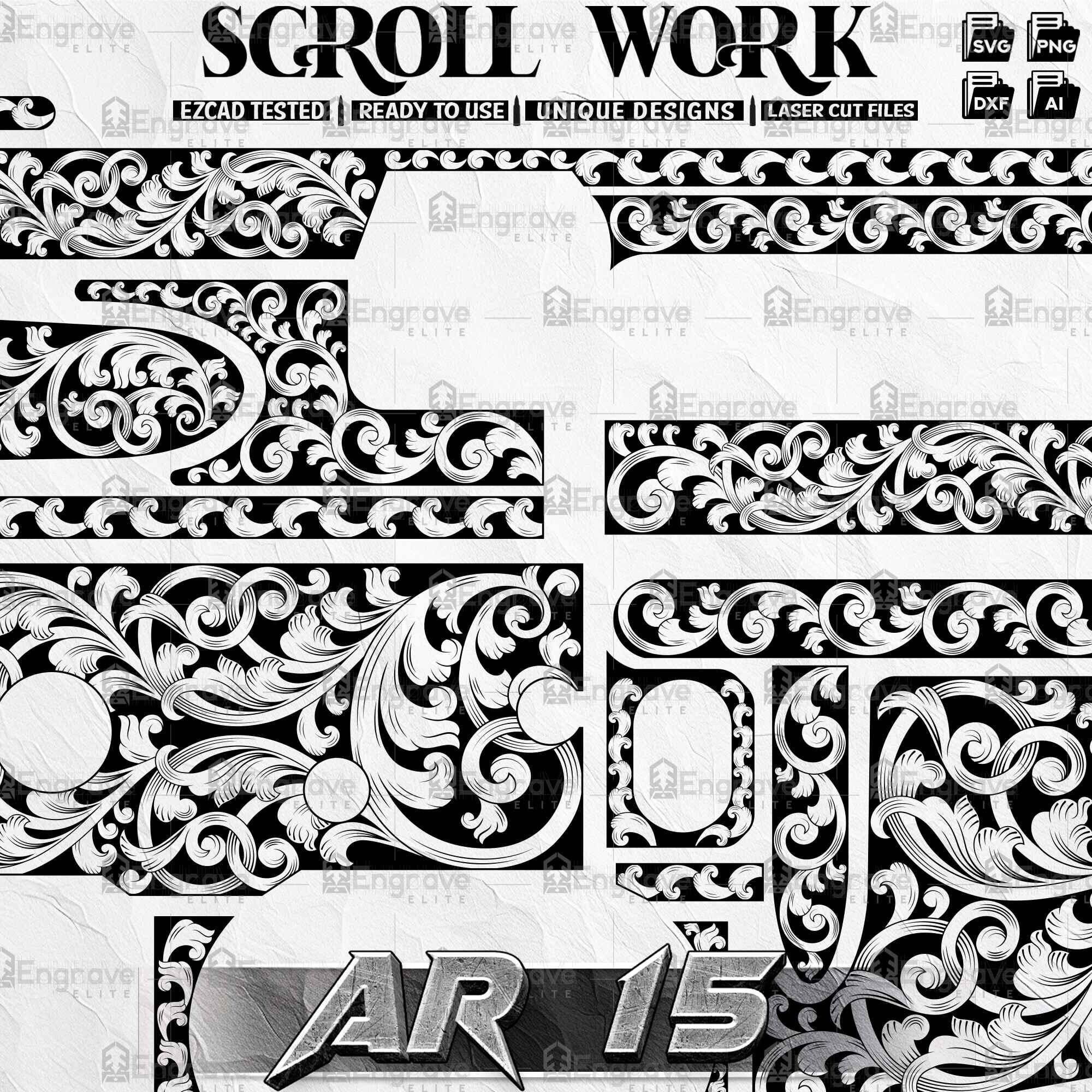 Custom AR-15 Firearm Scroll Work Laser Engraving Files | Intricate ...