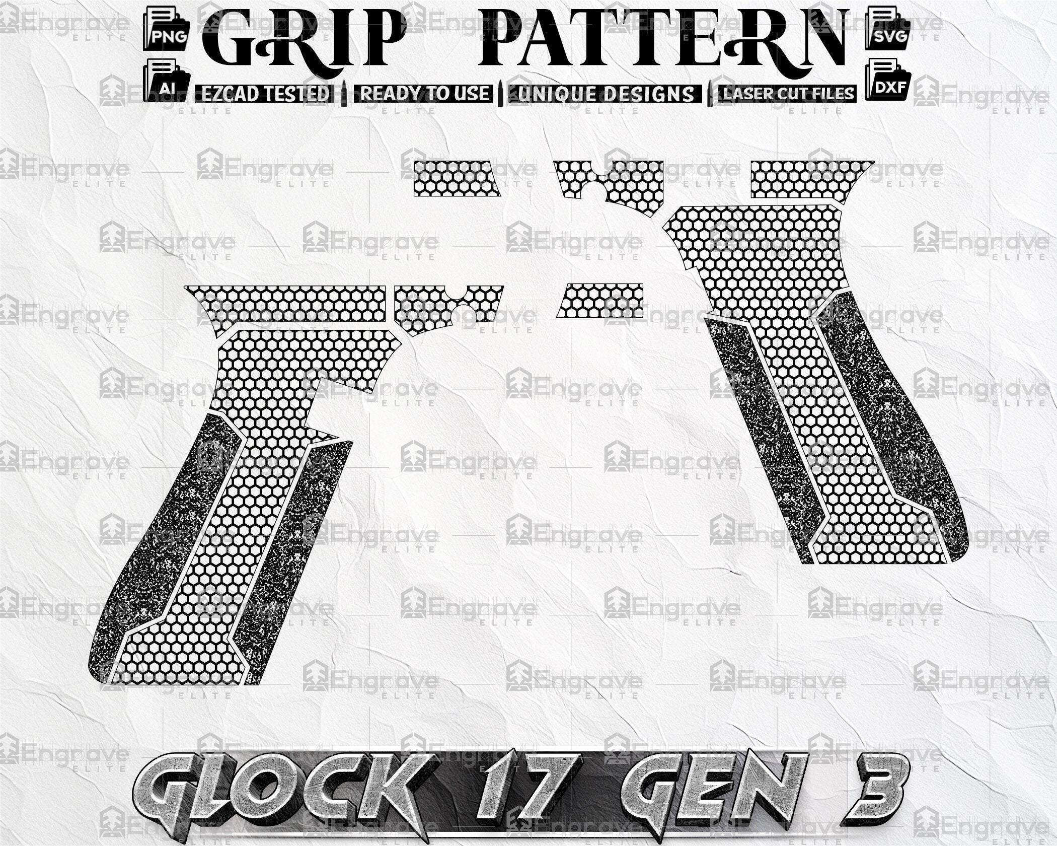 Custom Glock17 Gen3 Grip Honeycomb Stippling Pattern Laser Engraving ...
