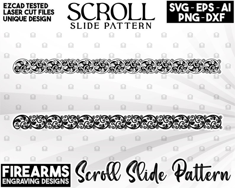 Scroll Work Slide Pattern Bundle,vector Gun Scroll Designs, Firearms ...
