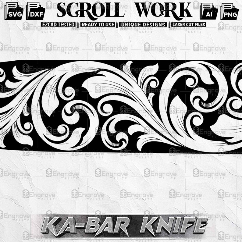 Custom KA-BAR Knife Scroll Work Laser Engraving Files, Scroll Files ...