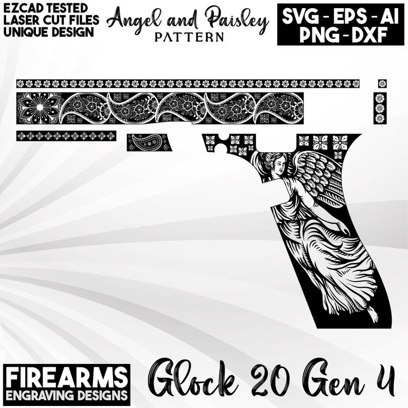Custom Angel and Paisley Vector Laser Engraving Design Files, Firearm ...