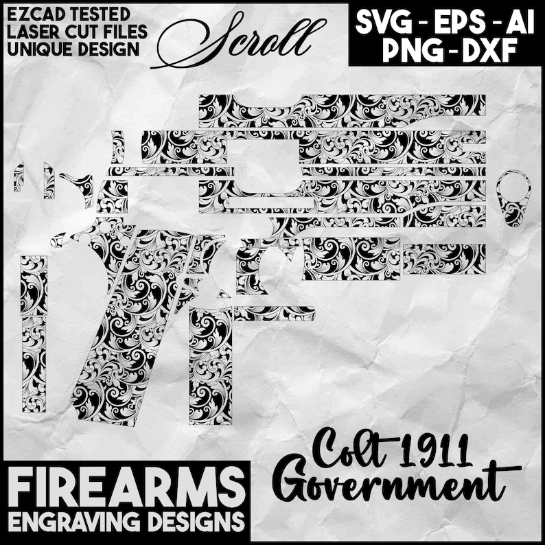 Custom Scroll Work Laser Engraving Pattern Design for Colt1911 Firearms ...