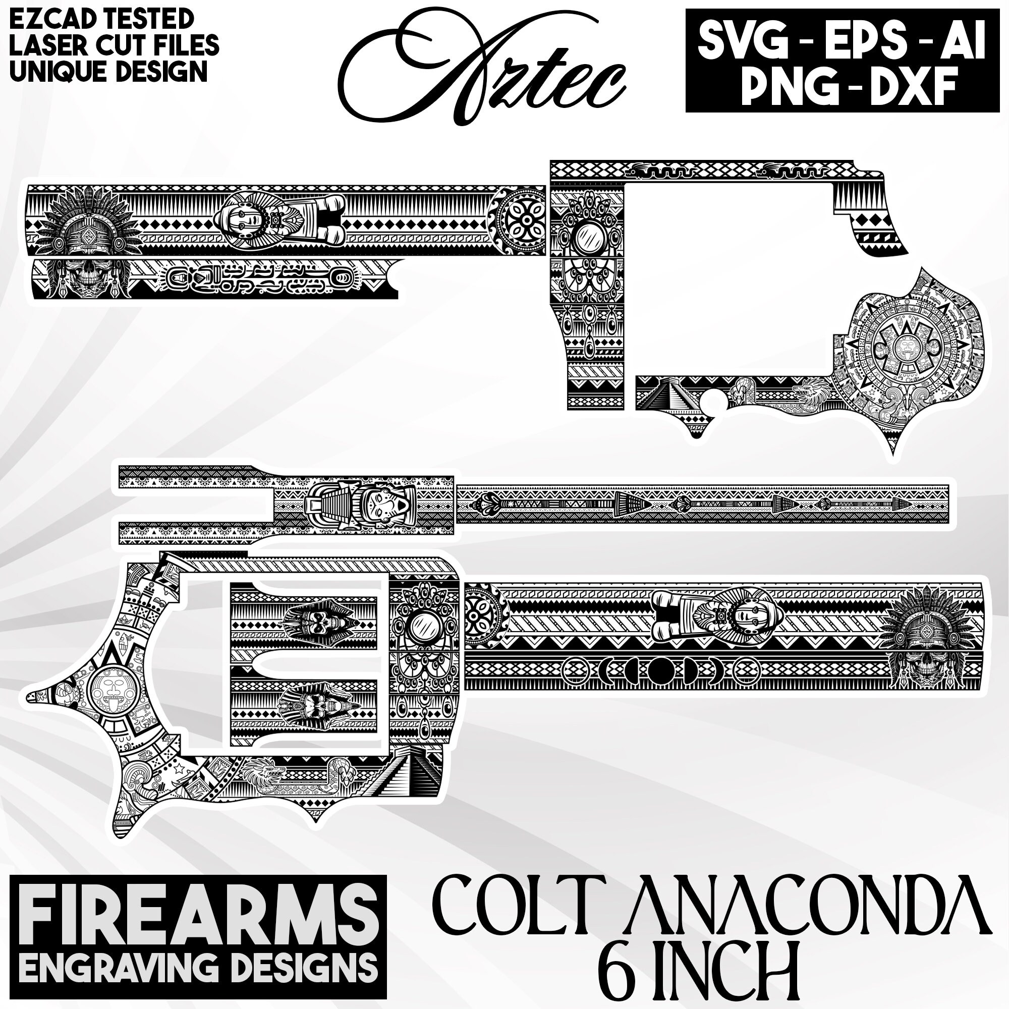 Colt 6 Inch Anaconda Aztec Design Laser Engraving Files, Colt Aztec ...