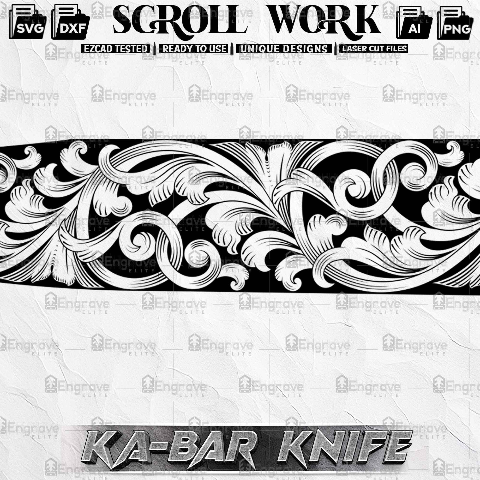 Custom KA-BAR Knife Scroll Work Laser Engraving Files, Scroll Files ...