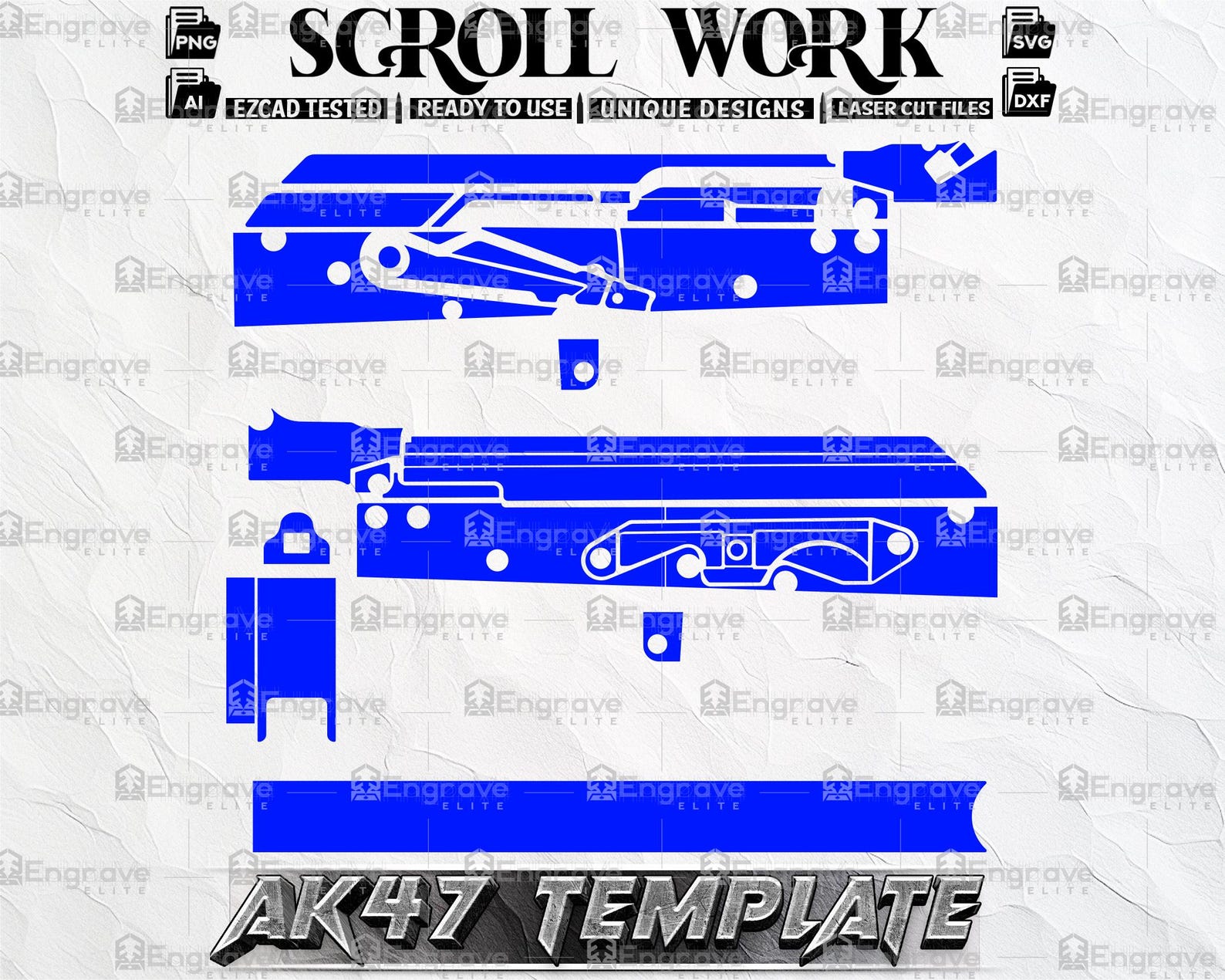 Ak47 Laser Engraving Design Template SVG, CNC Template, Template Files ...