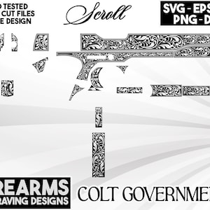 Colt Government Scroll Work Firearms Laser Engraving Design, Gun Scroll ...