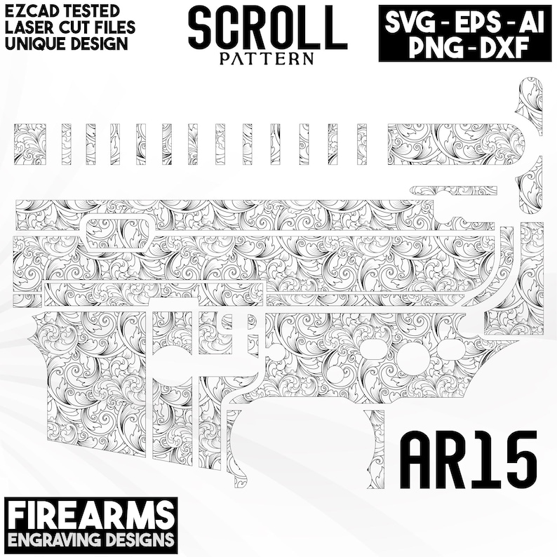 Scroll Work Laser Engraving Design for Ar15 Firearm, Custom Ar15 ...