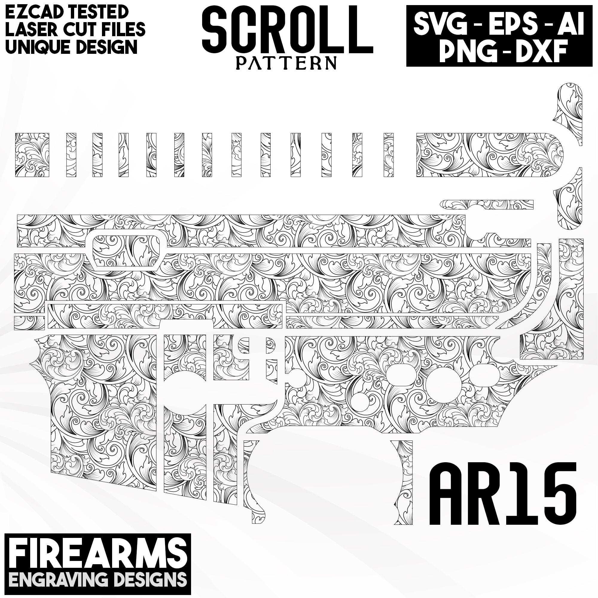 Scroll Work Laser Engraving Design for Ar15 Firearm, Custom Ar15 ...