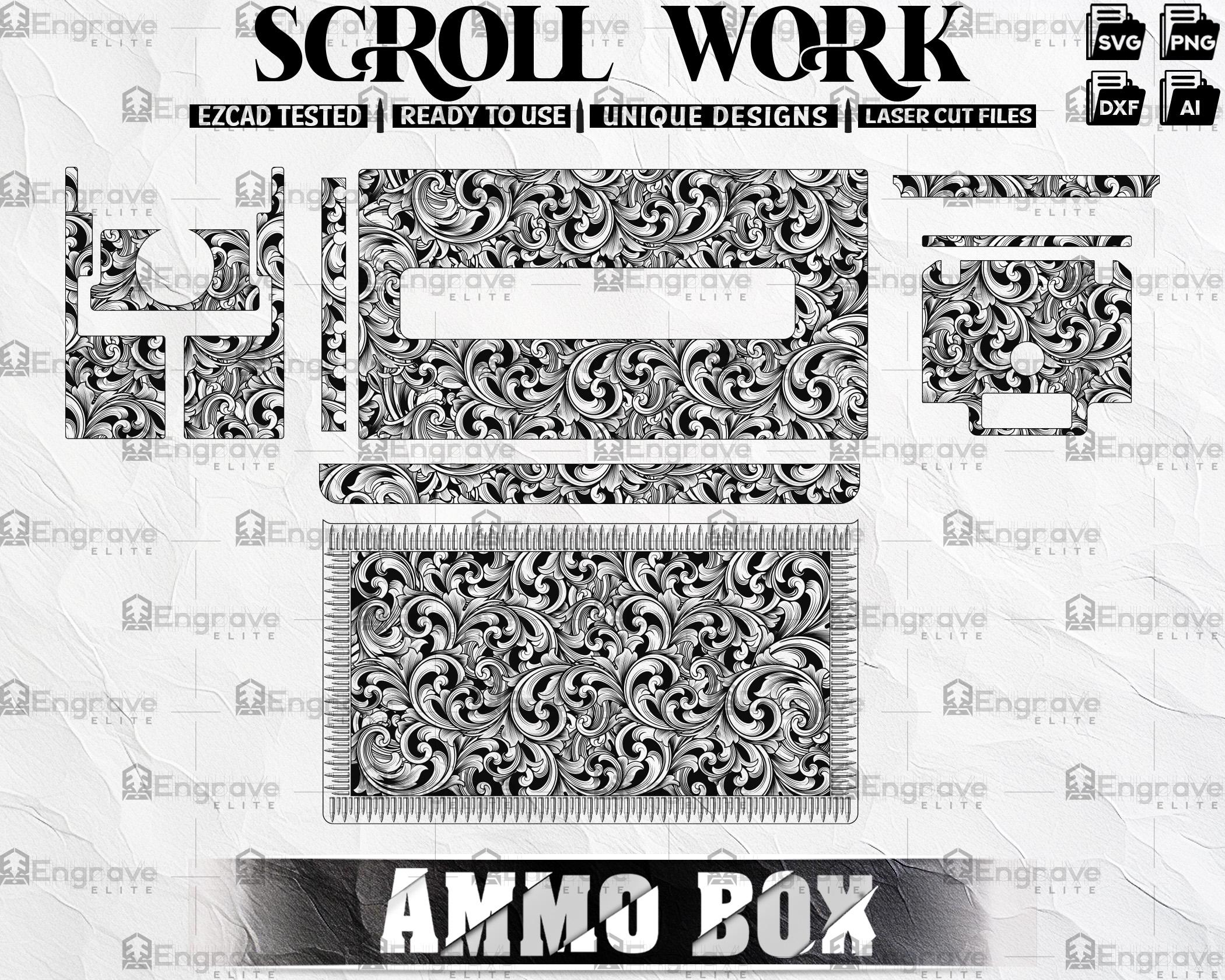 Ammo Can Scrollwork Laser Engraving Design | Detailed Vector SVG, DXF ...