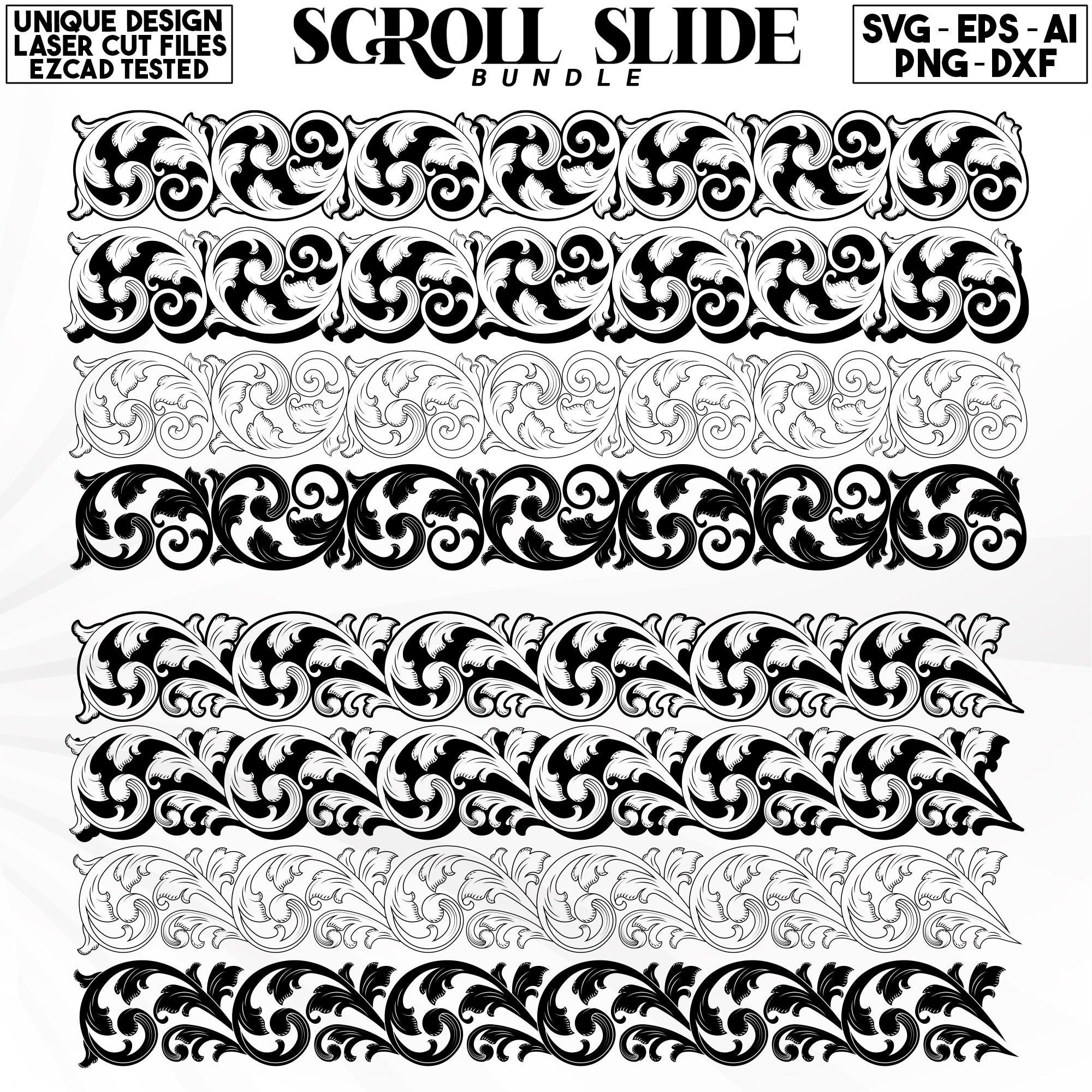 Custom Scroll Work Laser Engraving Design Bundle, Scroll Slide Patterns ...